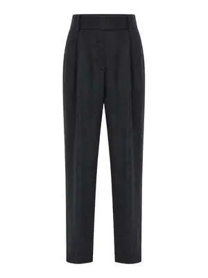 Giorgio Armani Tailored Wool Trousers With Pleats - Brown