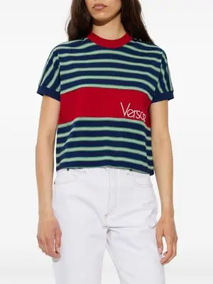 Versace Striped Cotton T-shirt - Multicolor