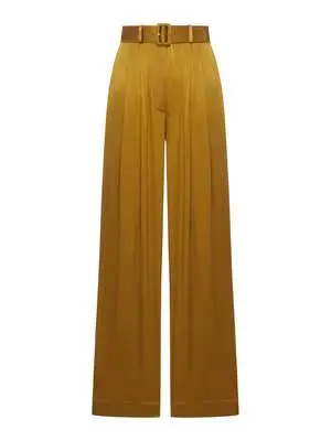 Zimmermann Wide Leg Seta Pantaloni - Green