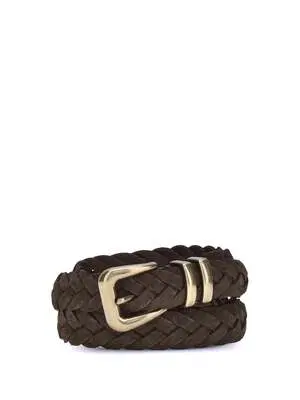 Brunello Cucinelli Leather Woven Belt - Brown