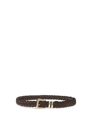 Brunello Cucinelli Leather Woven Belt - Brown
