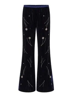 FORTE_FORTE Embroidered Velvet Trousers - Multicolor