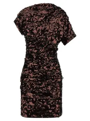 GANNI Sequins Mini' Dress - Brown