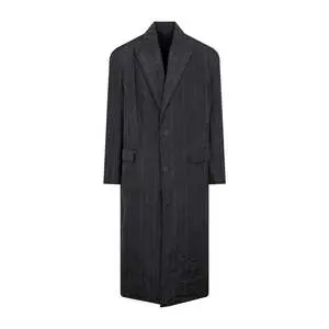 Balenciaga Checkered Long Raincoat - Gray