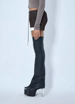 Rick Owens Leather Layered Shorts
