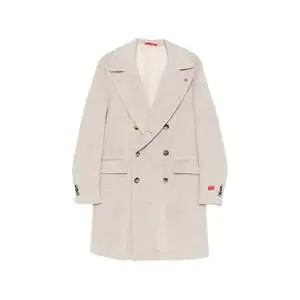 Isaia Neutrals Coats Double Breasted Coats - Cream