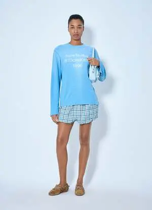 Acne Studios Gathered Check Shorts - Blue