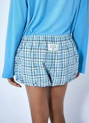Acne Studios Gathered Check Shorts - Blue