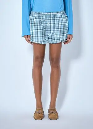 Acne Studios Gathered Check Shorts - Blue