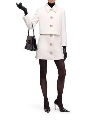 Gucci Wool Crepe Skirt With Double G Button