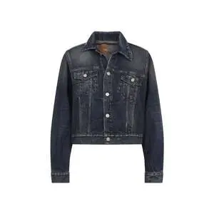 Balenciaga Off-shoulder Denim Jacket - Blue