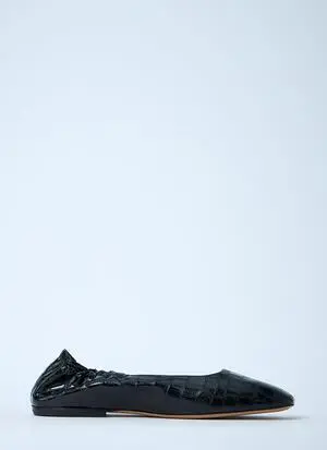 Dries Van Noten Croc-embossed Ballerina Flats - Black