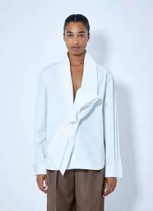 Saint Laurent Lavallière Shirt In Cotton Poplin - White