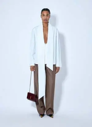Saint Laurent Lavallière Shirt In Cotton Poplin - White