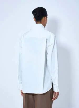 Saint Laurent Lavallière Shirt In Cotton Poplin - White