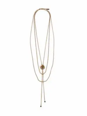 Chloé Gold Metal Long Multi-chain Necklace