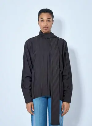 Sportmax Striped Tie-neck Blouse - Brown