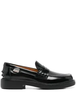 TOD'S Shaded Finishing Leather Penny Loafers - Black