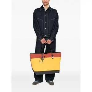 JW Anderson Color-block Tote Bag With Logo Pendant - Yellow