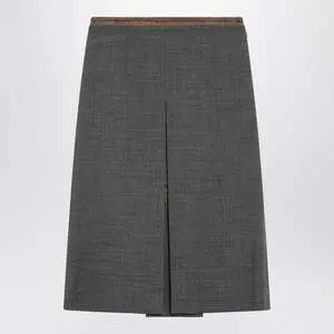 Prada Slate Grey Wool Skirt - Gray
