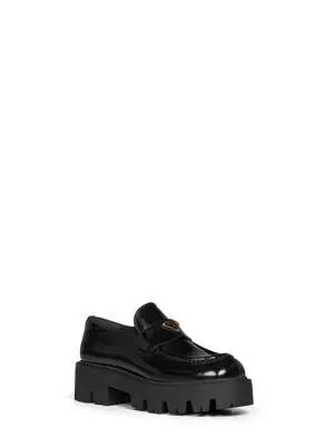 Prada Calzature Black Brushed Leather Loafers