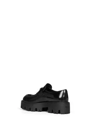 Prada Calzature Black Brushed Leather Loafers