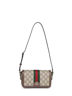 Gucci Beige And Dark Brown Ophidia Mini Shoulder Bag - Multicolor