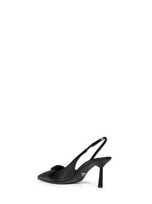 Prada Calzature Black Brushed Leather Slingback Pumps - Multicolor