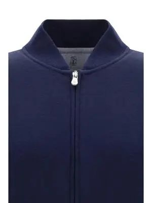 Brunello Cucinelli Cotton Zip Sweatshirt - Blue