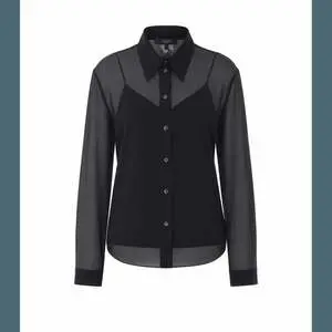 Gucci Stretch Silk Chiffon Shirt - Black
