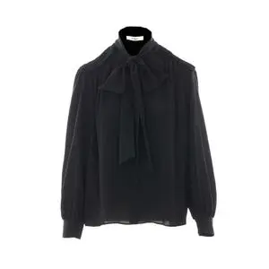 Chloé Crêpe De Chine Maxi Gathered Lavallière Blouse - Black