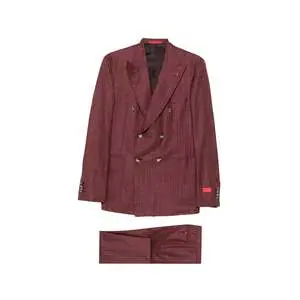 Isaia Suits Double Breasted Suits - Red