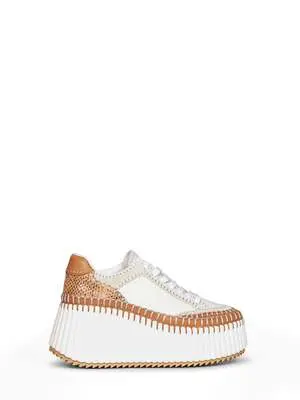 Chloé White Nama Wedge Sneakers - Multicolor