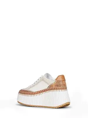 Chloé White Nama Wedge Sneakers