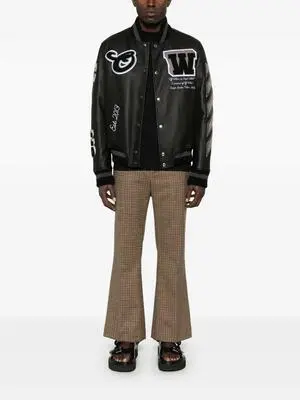 Off-White Leather Bomber Jacket