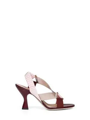 Fendi Burgundy Leather And Fabric Colibrì Iconic Sandals - Multicolor