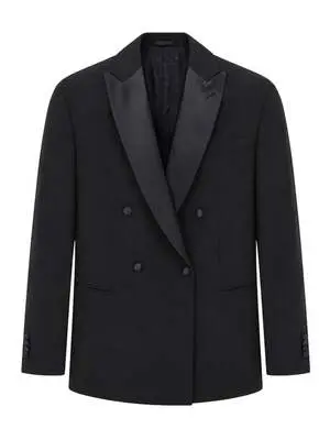 Giorgio Armani Giorgio`s Virgin Wool Crepe Blazer - Black