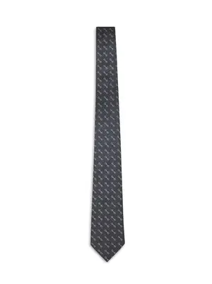 Gucci Black Horsebit Silk Jacquard Tie - Multicolor