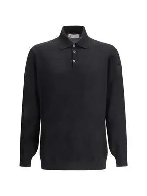 Brunello Cucinelli Virgin Wool Polo Sweater - Black