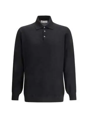 Brunello Cucinelli Virgin Wool Polo Sweater - Black