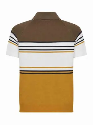 Fendi Striped Color Block Viscose Knit Polo Shirt