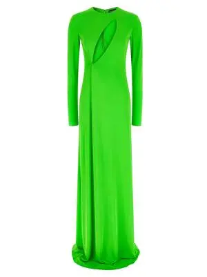 TOM FORD Long Sleeve Slash Front Evening' Dress - Green