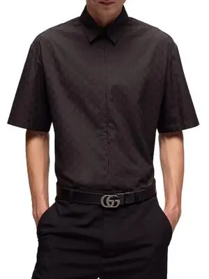 Gucci Gg Cotton Poplin Zip Shirt - Brown