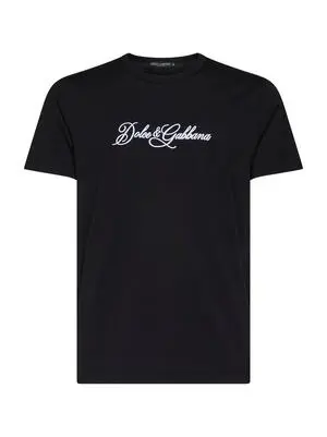 Dolce & Gabbana Black Cotton Jersey Embroidered T-shirt - Multicolor