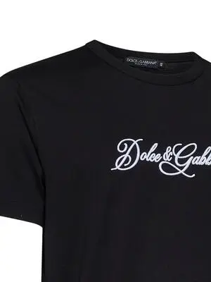 Dolce & Gabbana Black Cotton Jersey Embroidered T-shirt - Multicolor