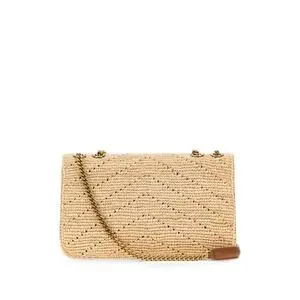 Saint Laurent Raffia Shoulder Bag - Cream