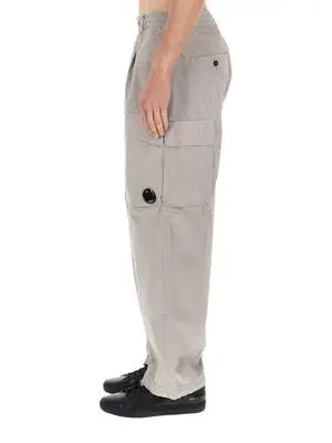 C.P. COMPANY Cargo Trousers With Logo Patch - Cream