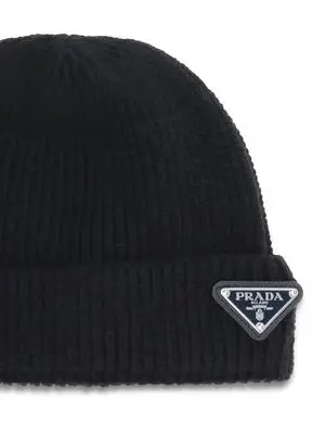 Prada Beanie Hat With Logo