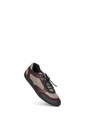 Prada Calzature Clay And Burgundy Leather And Mesh Fabric Speedrock Sneakers - Multicolor
