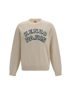 Kenzo Emblem Embroidered Wool And Cotton Sweater - Multicolor